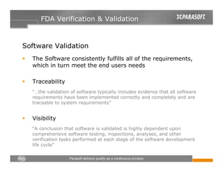 Parasoft fda software compliance part1 | PPT