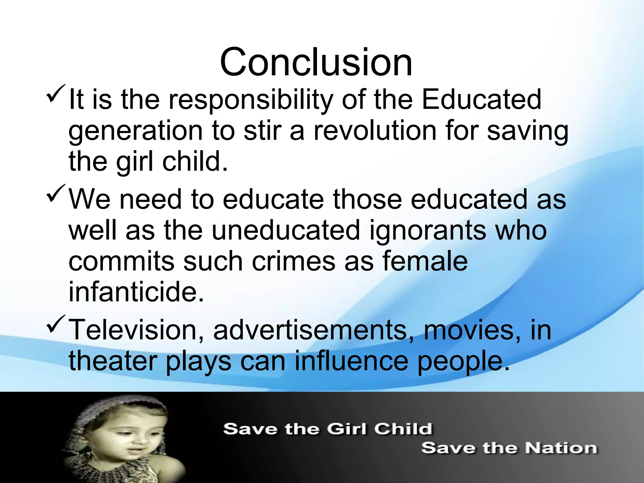 female foeticide/infanticide/Save girl child ppt by Paras Pareek | PPT