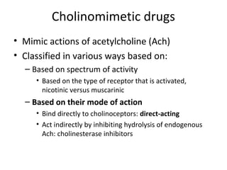 Parasympathetic (cholinomimetic ) drugs | PPT