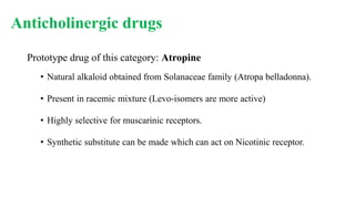Parasympatholytics/ Anticholinergic/ Muscarinic blockers/ Atropine | PPT