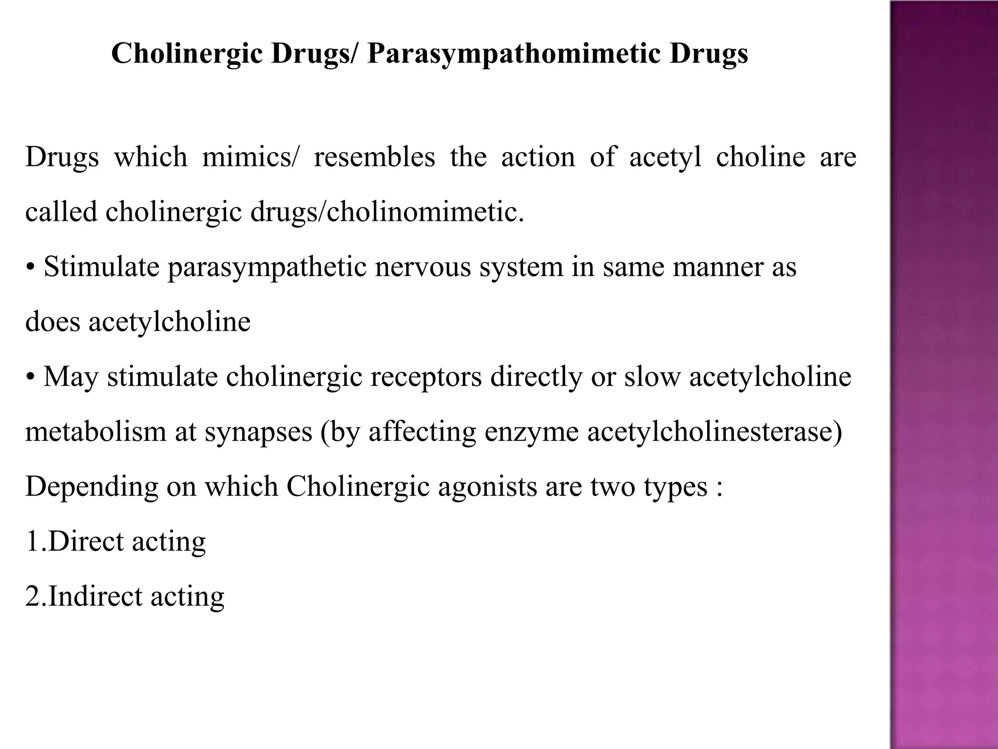 PARASYMPATHOMIMETIC DRUGS Classification and SAR.pptx