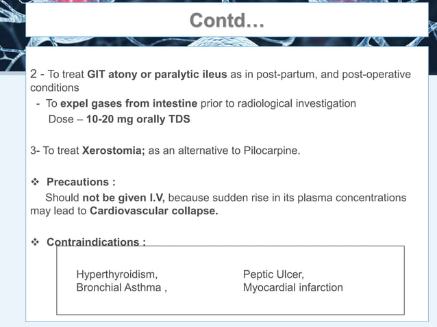 Parasympathomimetics | PPTX | Chemistry | Science