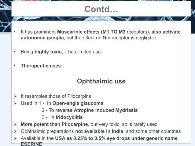 Parasympathomimetics | PPTX | Chemistry | Science