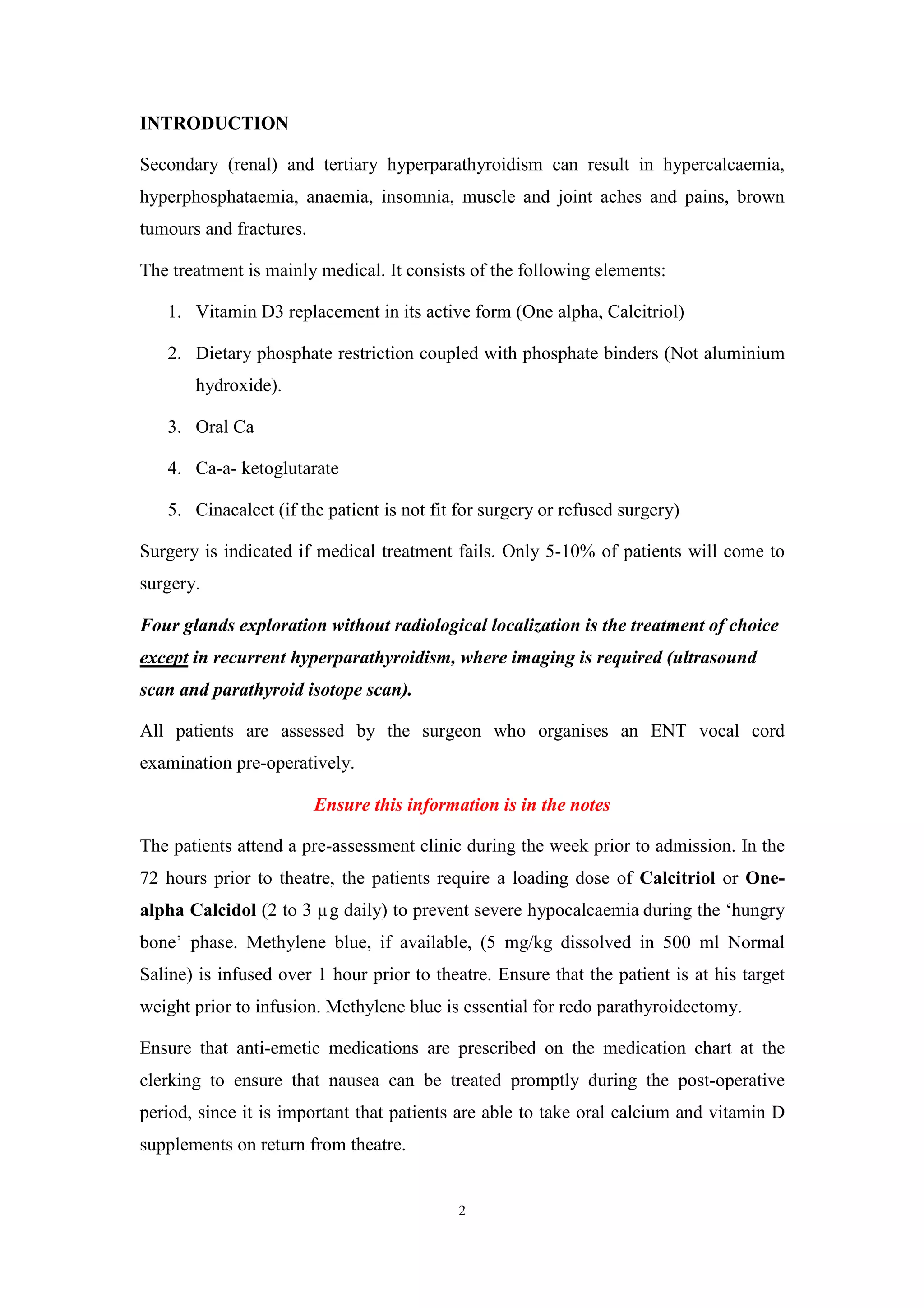 Parathyroidectomy (peri operative managament) (mansoura 2014) | PDF