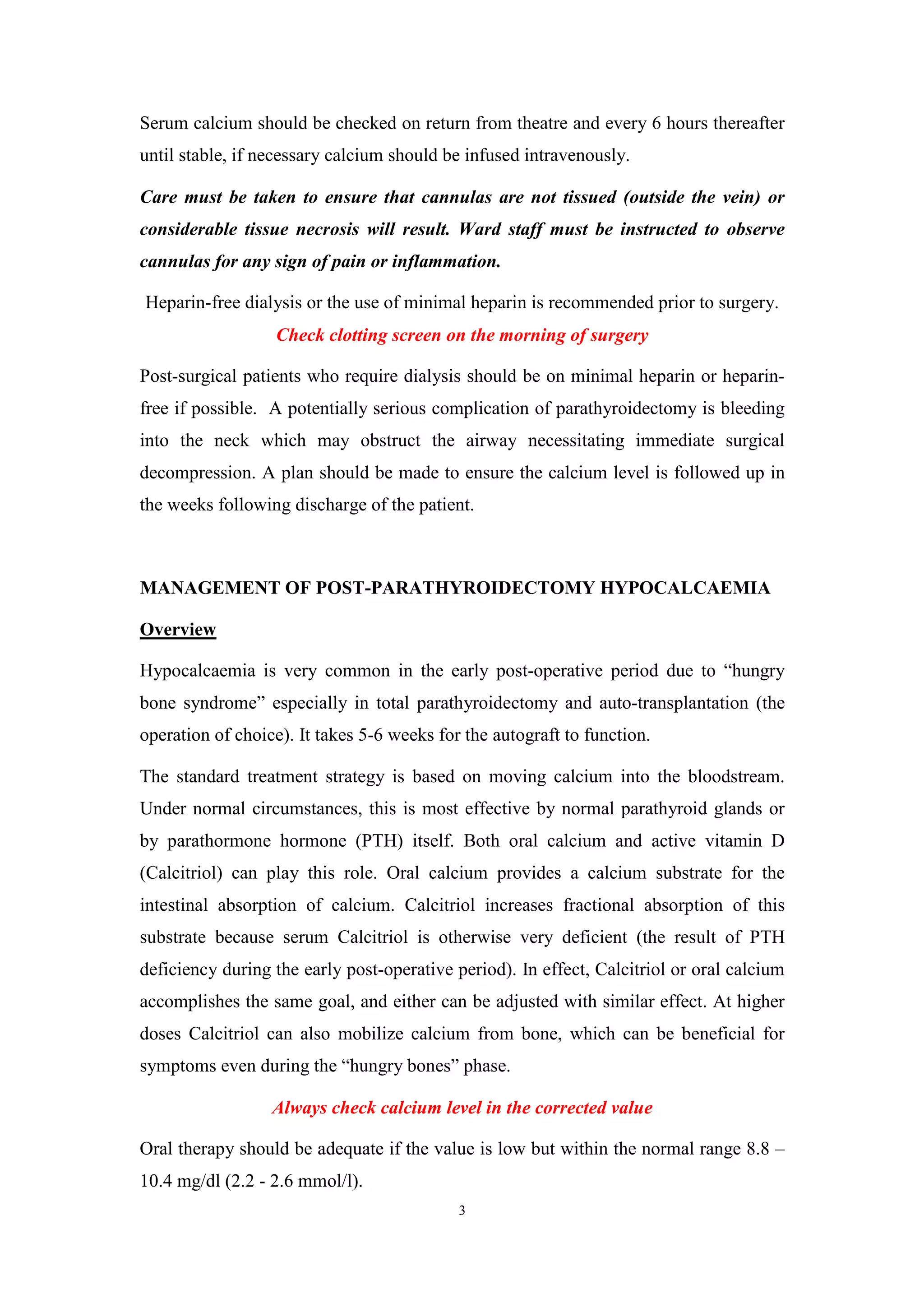 Parathyroidectomy (peri operative managament) (mansoura 2014) | PDF