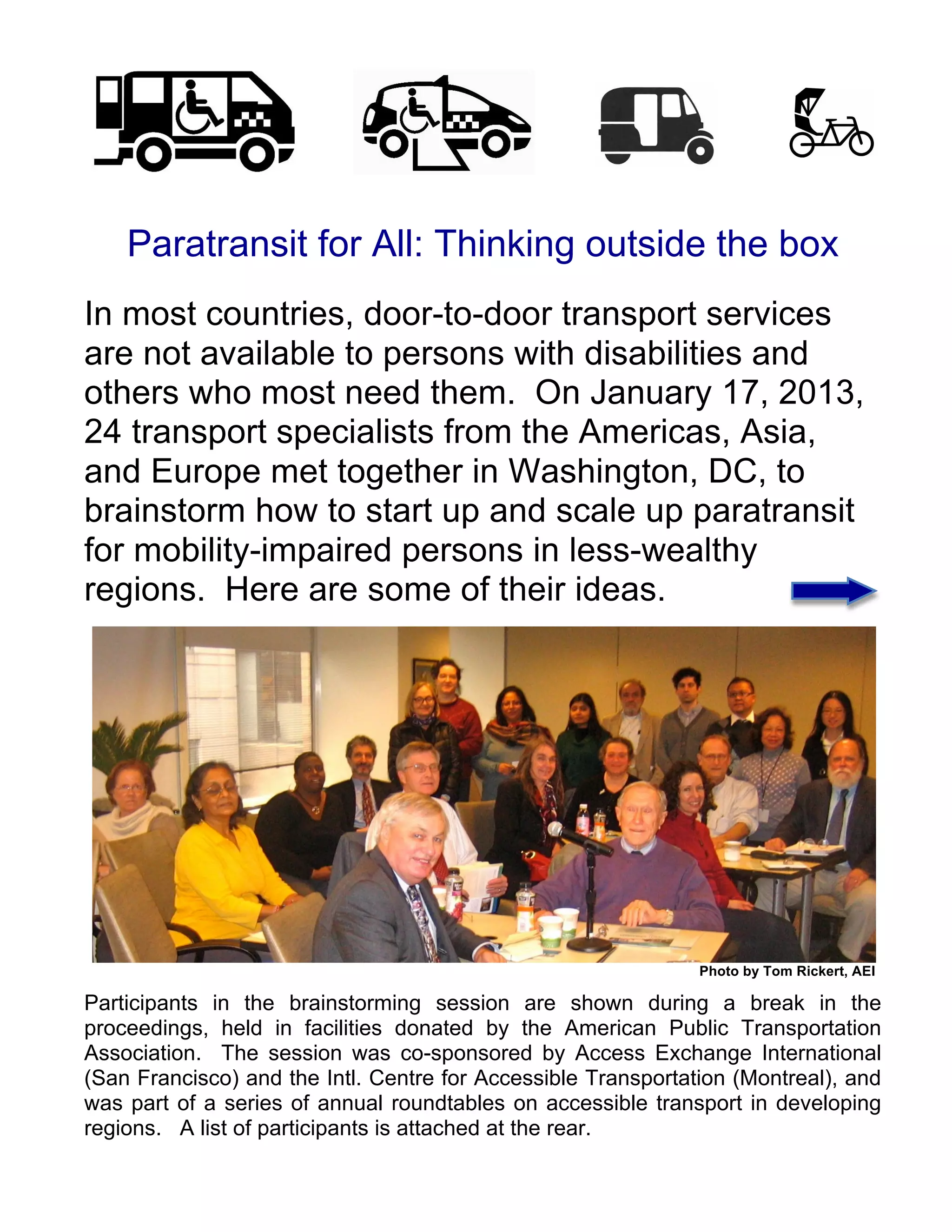 Paratransit for All - A 2013 Brainstorm on Transit Accessibility | PDF