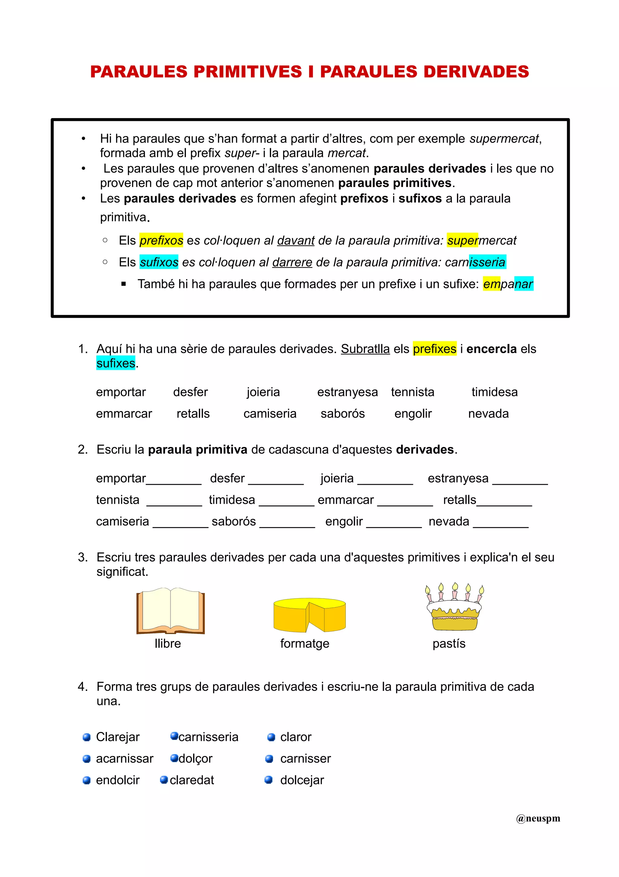 Paraules primitives i paraules derivades | PDF