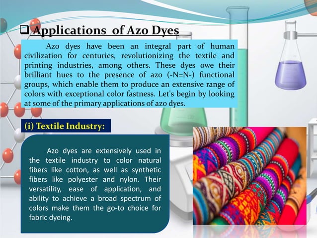 Azo Dyes Application and Effects | PPTX | Environment | Science