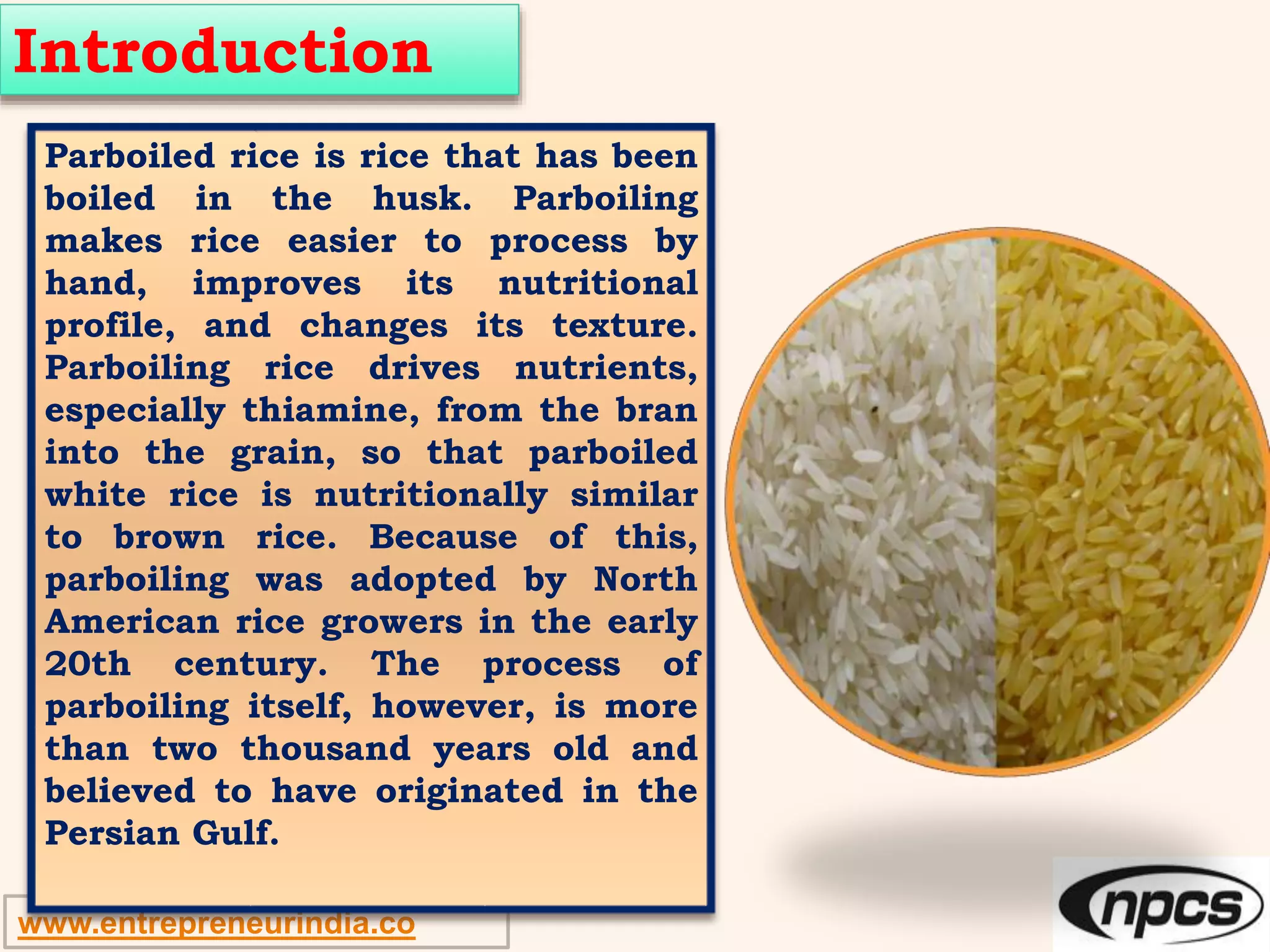 Parboiled Rice Milling Plant. Rice Mill. Rice Processing | PPTX