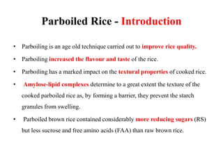 Parboiling , brewing and their biochemical changes | PPTX