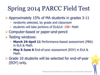 PARCC Assessment Field Test Update November 4 | PPT