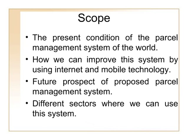 Parcel management system - presentation | PPT | Logistics and ...