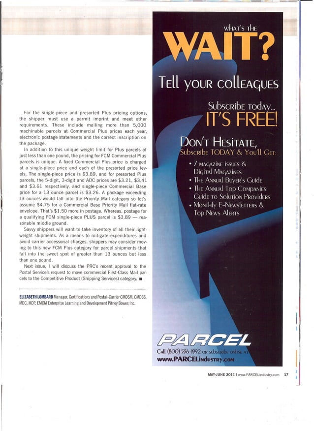 Parcel May June 2011 E Lombard New Opportunities With Usps Lightweight ...