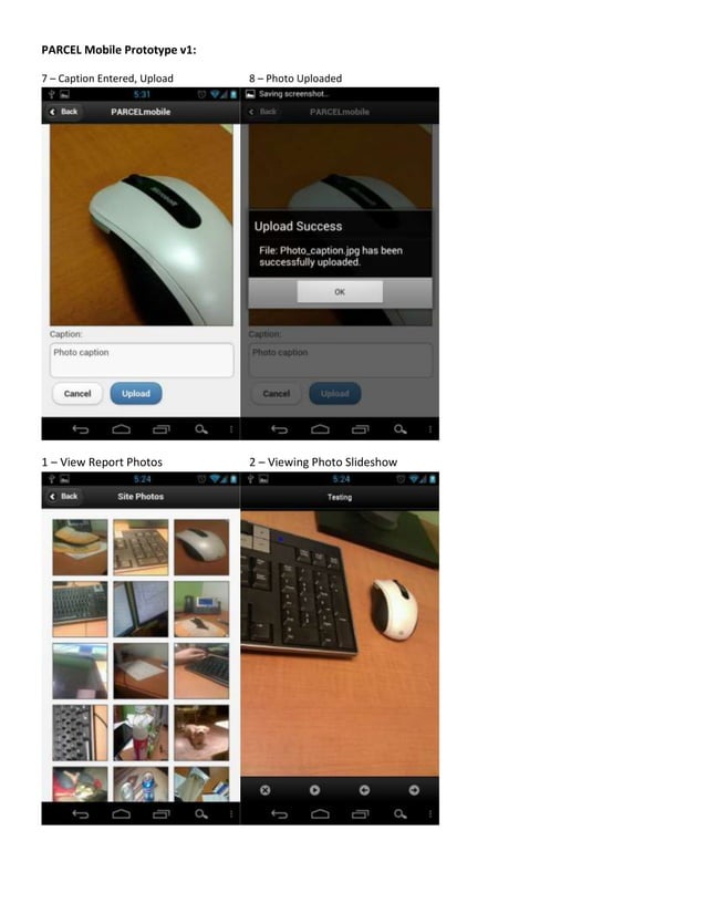 PARCEL Mobile Prototypes | DOCX