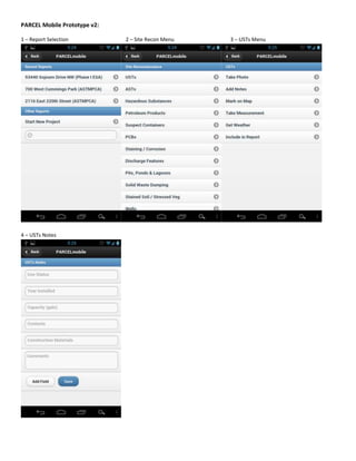 PARCEL Mobile Prototypes | DOCX