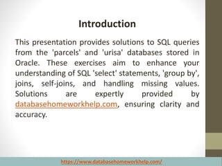 Parcels' and 'Urisa' Databases in Oracle | PPT