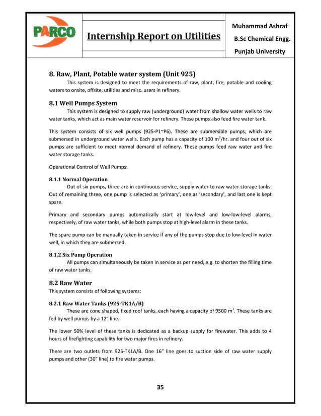 Parco internship report | PDF