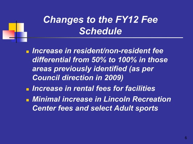Parks & Recreation User Fees | PPTX