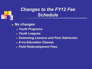 Parks & Recreation User Fees | PPTX