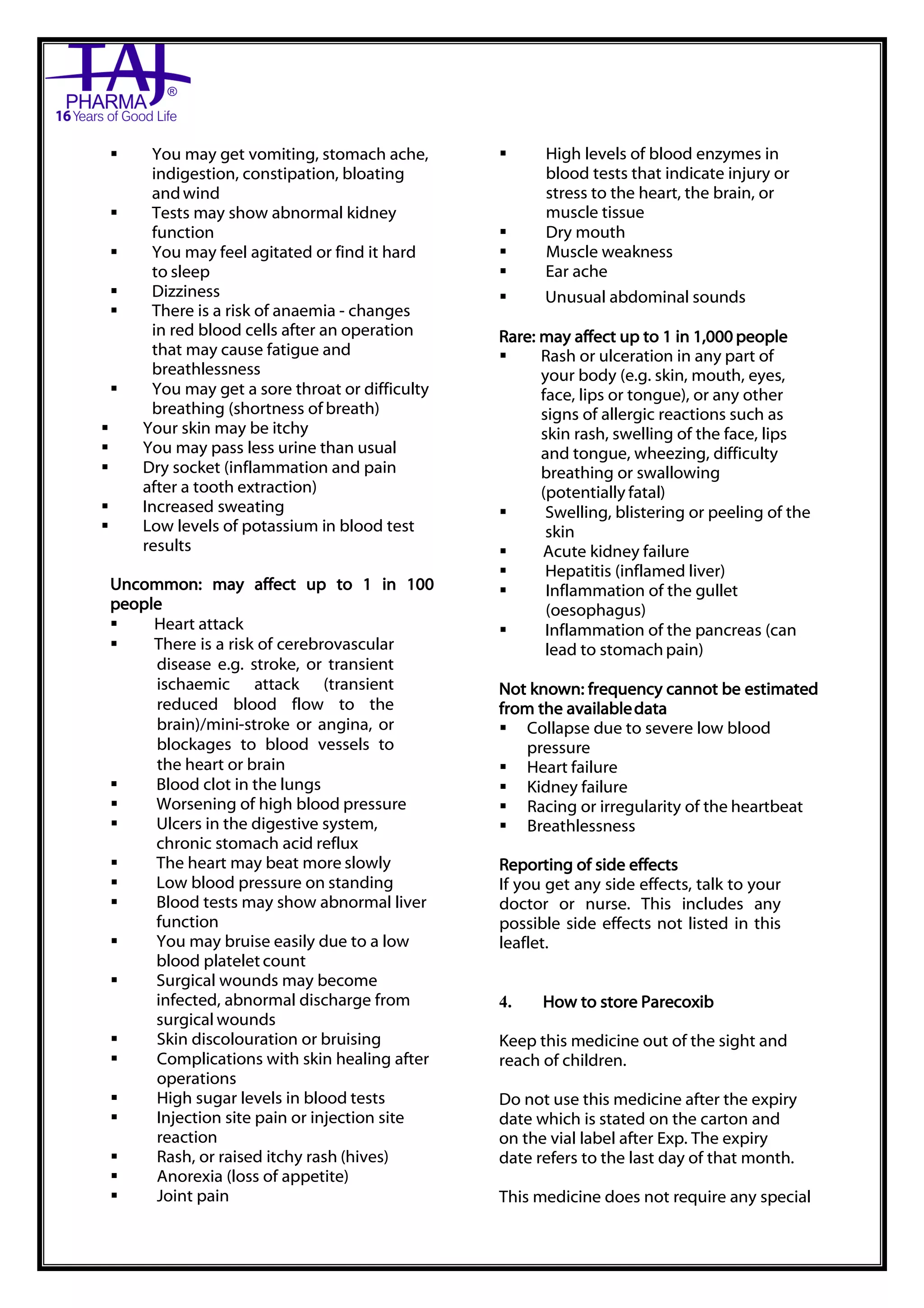 Parecoxib Sodium for Injection Taj Pharma PIL | PDF