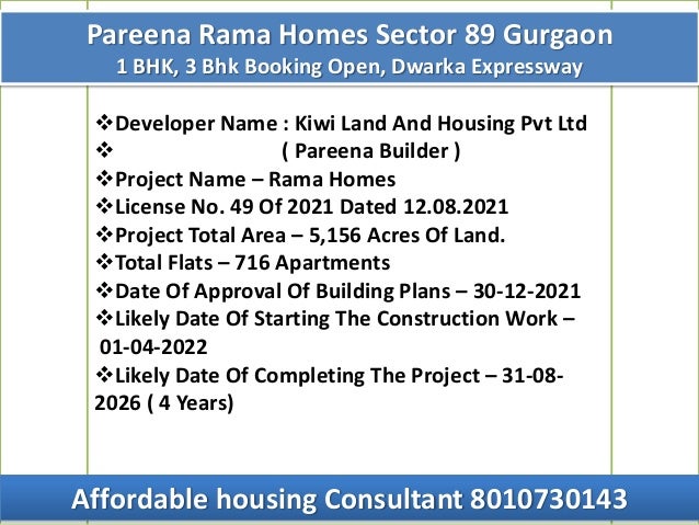Pareena rama homes sector 89 gurgaon 1/3 BHK Flats | PPT