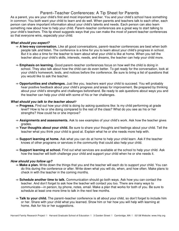 Parent Tips for Parent Teacher Conferences