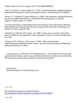 How To Get Involved in Your Children's Education. | PDF