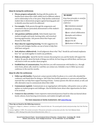 Parent teacher-conference tipsheet-100610 | PDF