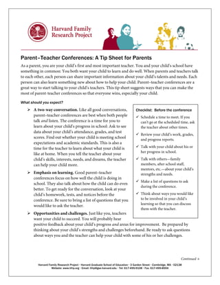 Parent teacher-conference tipsheet-100610 | PDF