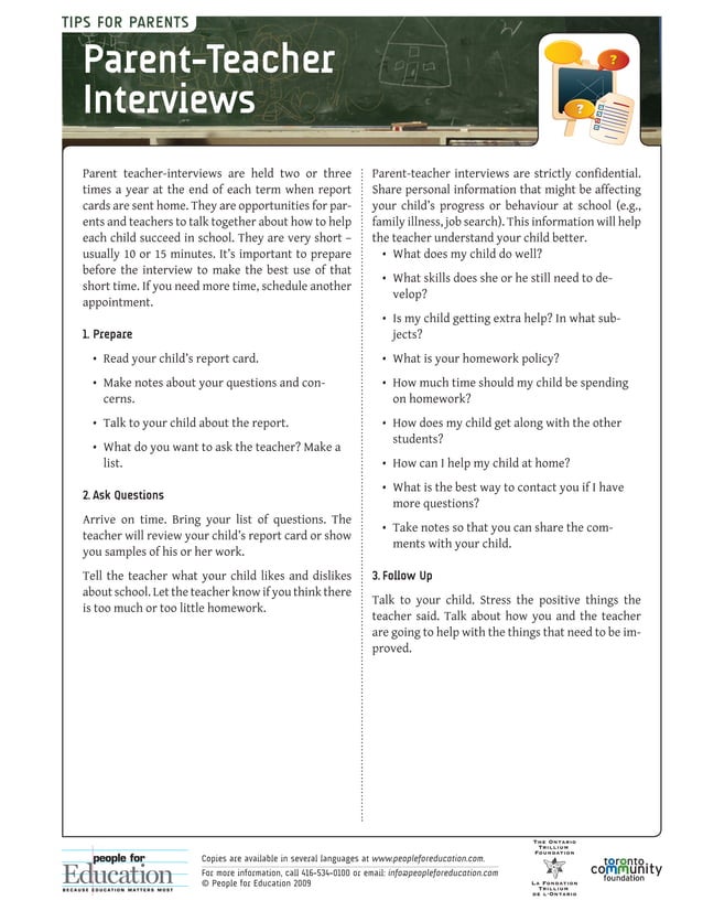 Tips for Parent-teacher interviews | PDF