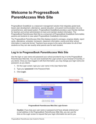 Progressbook Parent Access Guide | PDF | Homework and Study | Education