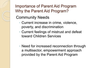 Presentation of the Parent Aid Program | PPTX