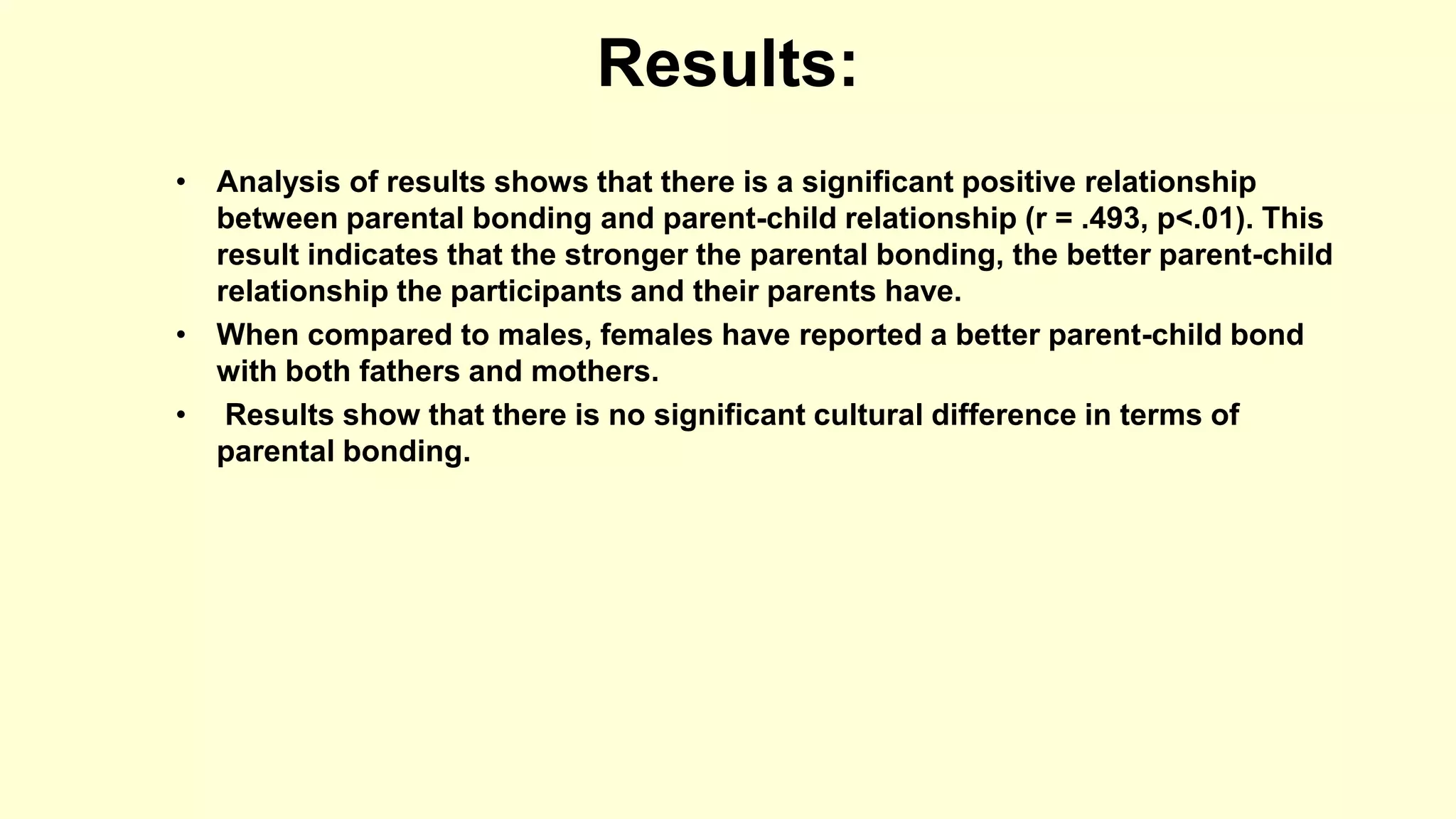 Parental bonding and parent child relationship among tertiary students ...