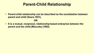 Parental bonding and parent child relationship among tertiary students ...