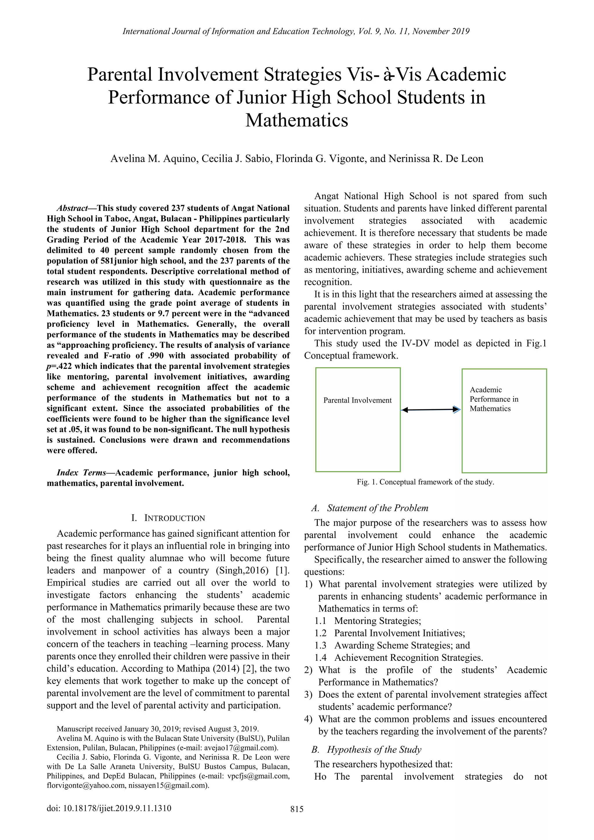 Parental involvement strategies_vis-a-vis_academic (1) | PDF
