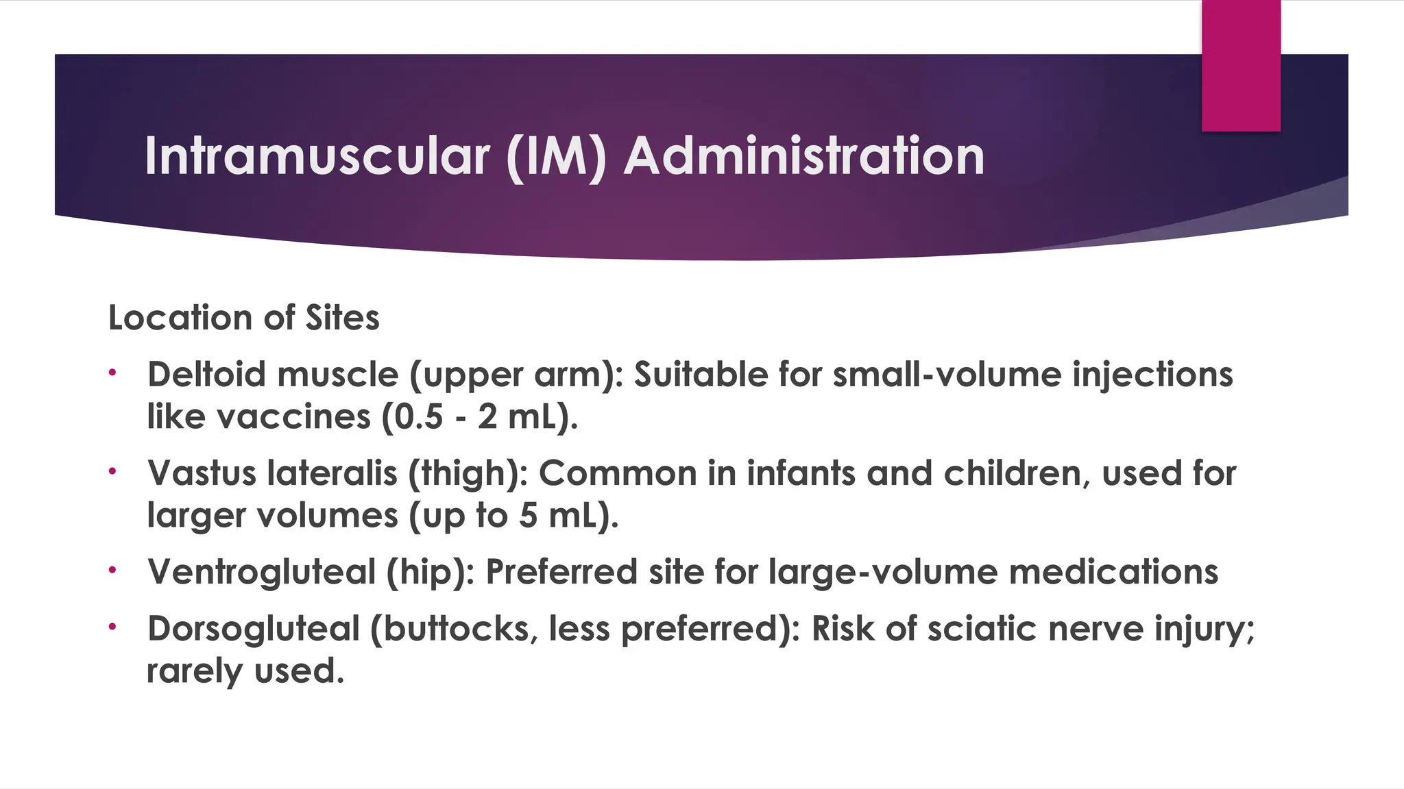 Parenteral Routes of Drug Administration: IM, IV, ID, and SC Injections ...