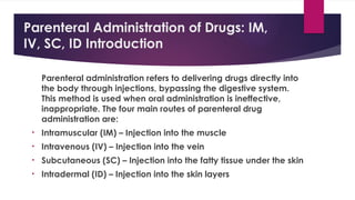 Parenteral Routes of Drug Administration: IM, IV, ID, and SC Injections ...