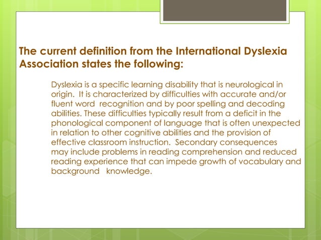 Parent and Educator Information-Dyslexia | PPT