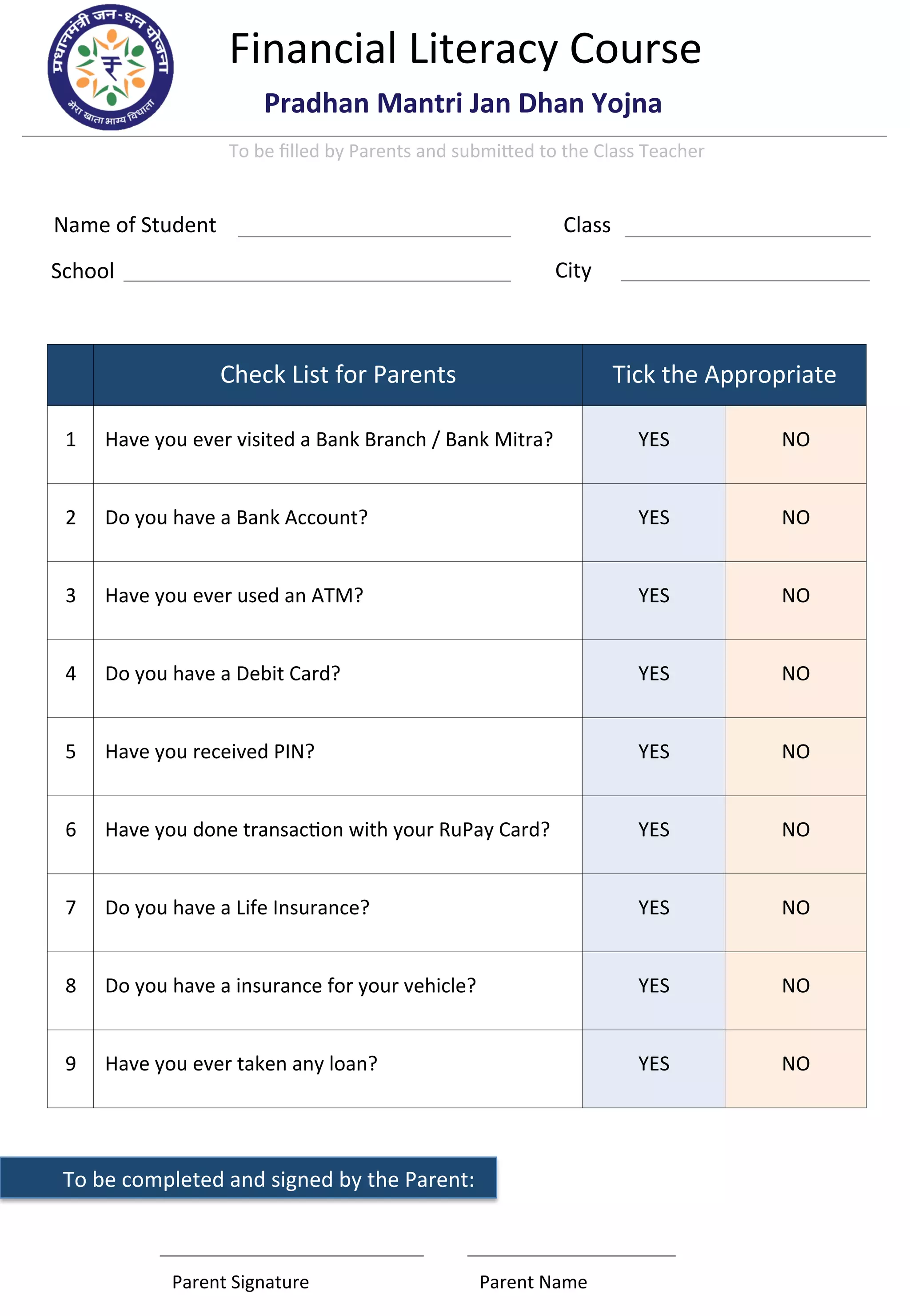 Parent checklist | PDF