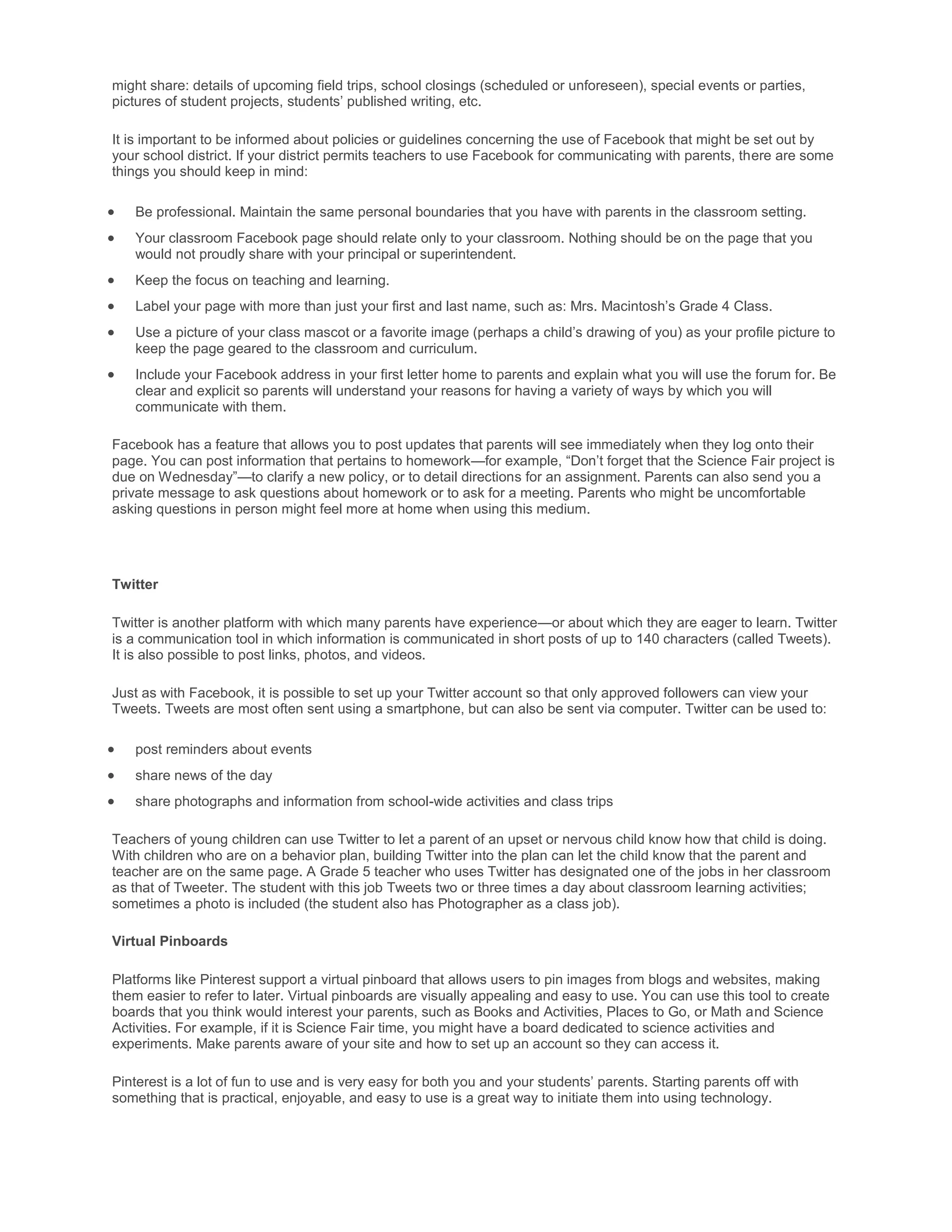 Parent communication and social media | PDF