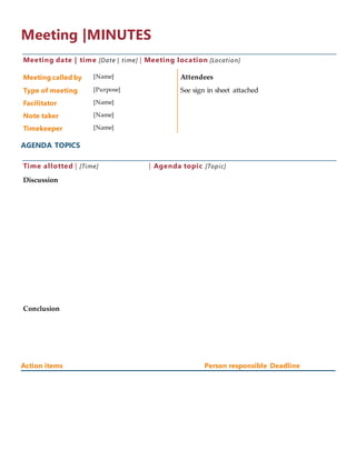 Parent Council Minutes Template Example | DOCX