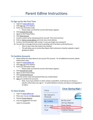 Parent edline instructions | PDF