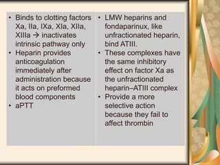 PARENTERAL anticoagulants, fibrinolytics | PPTX