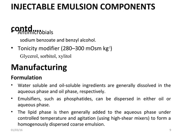 Parenteral emulsions | PPT