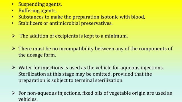 Parenteral Formulations products requirements | PPT