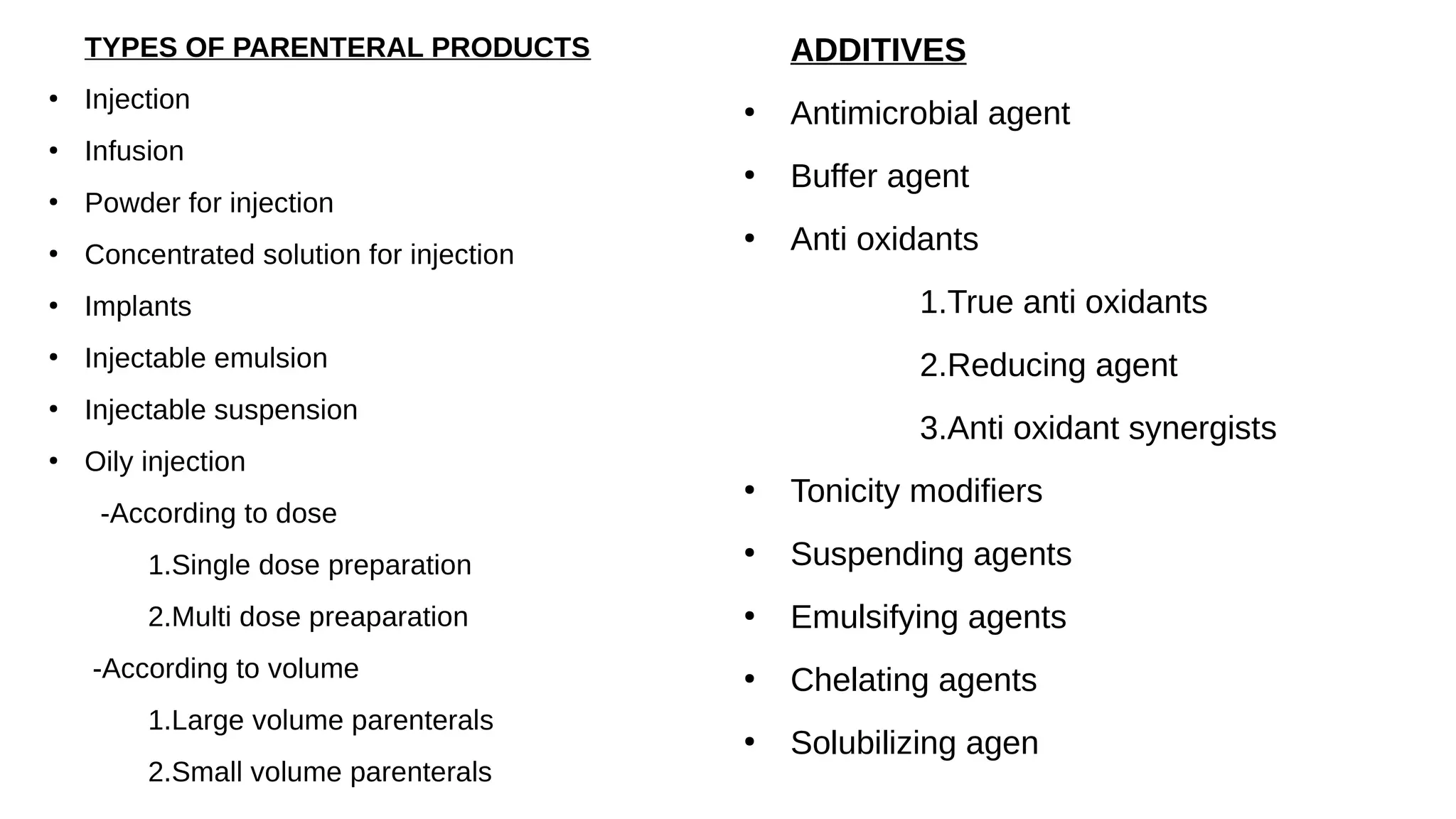 Parenteral preparations,Injection Infusion, Powder for injection ...