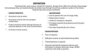 Parenteral preparations,Injection Infusion, Powder for injection ...