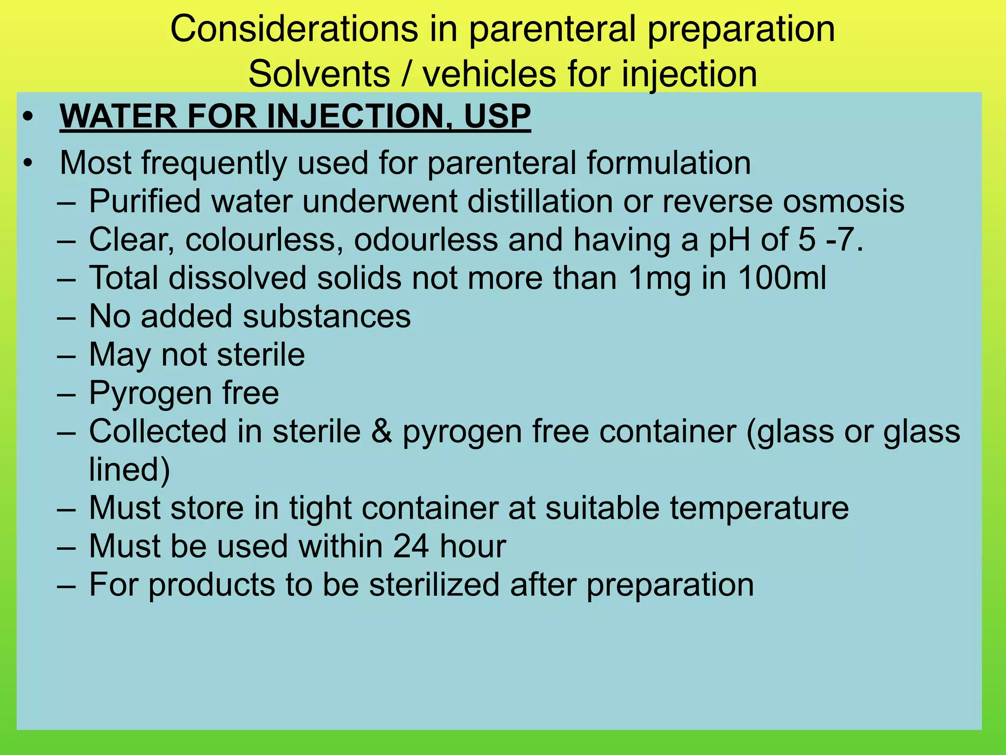 Sterile dosage forms: Parenterals | PDF