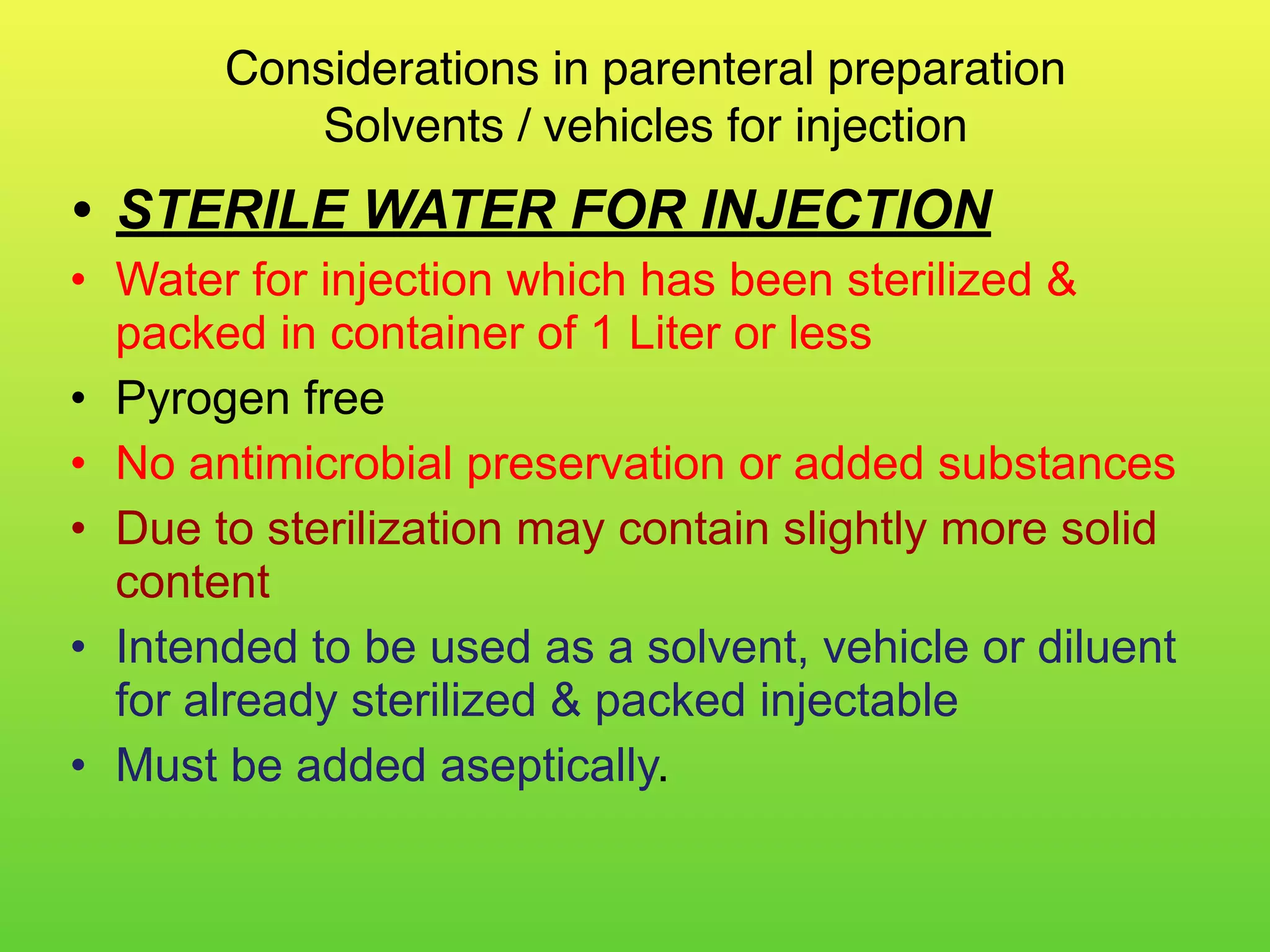 Sterile dosage forms: Parenterals | PDF