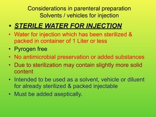Sterile dosage forms: Parenterals | PDF